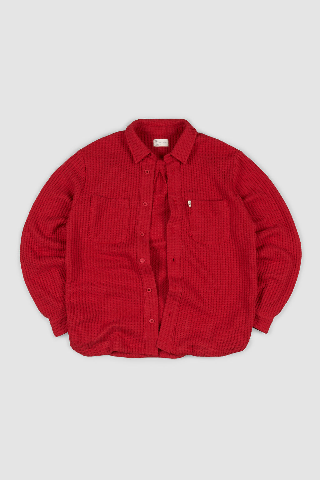 Waffle Button Up - Red – Oli.
