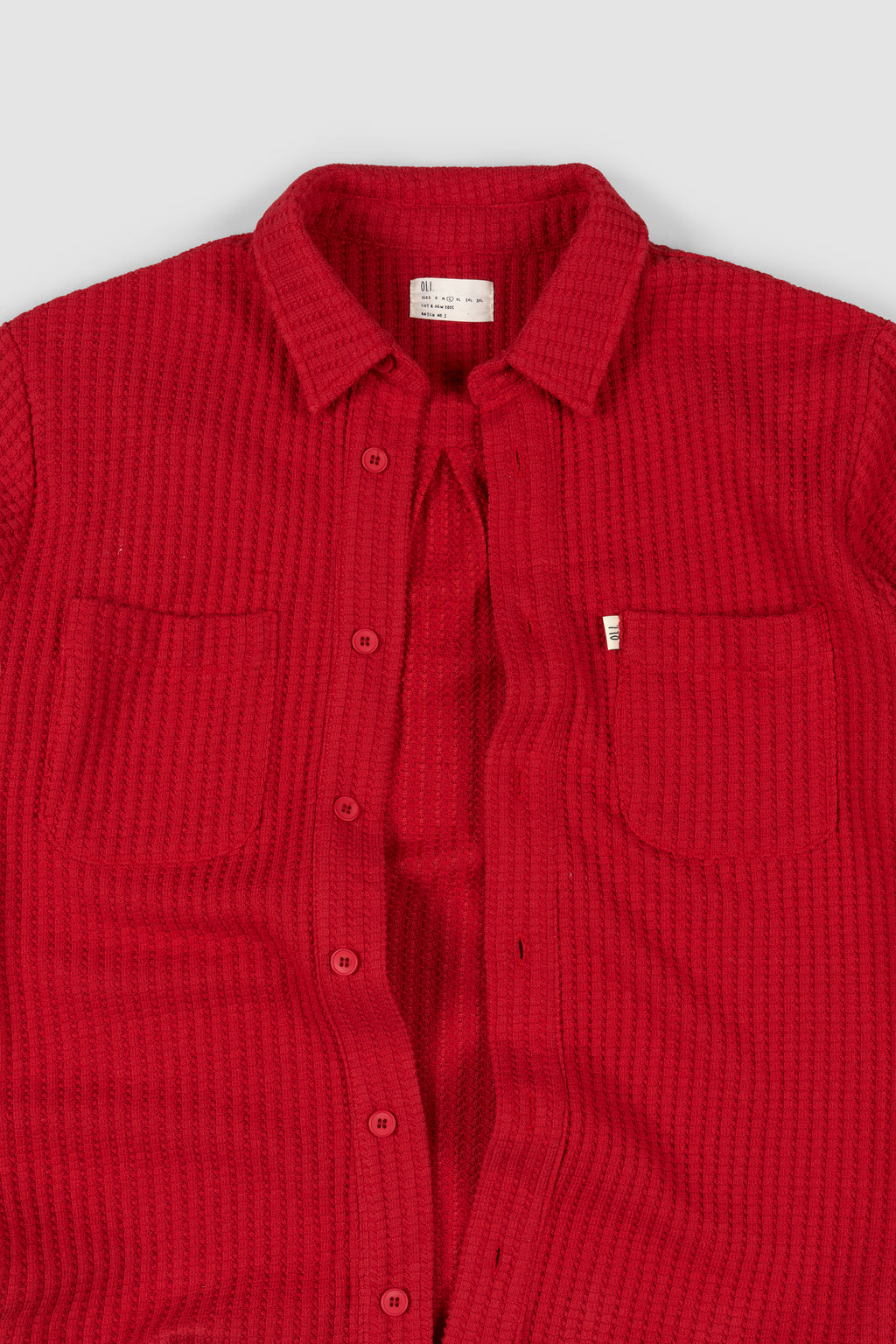 Waffle Button Up - Red – Oli.