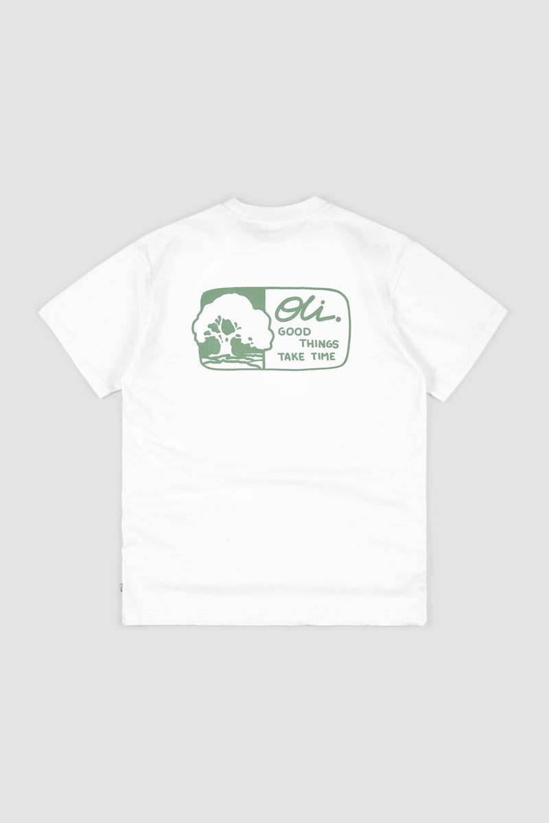Good Things Take Time Back Print T - White – Oli.